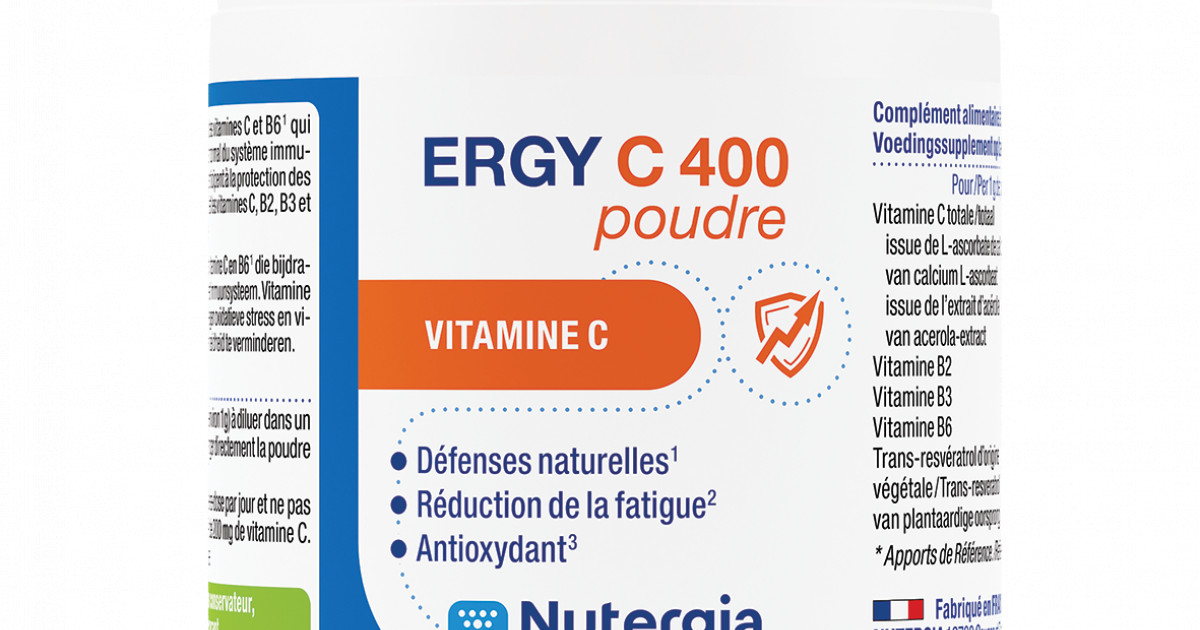 ERGY C 400 Poeder – Vitamine C, vitaminen B en trans-resveratrol - Nutergia